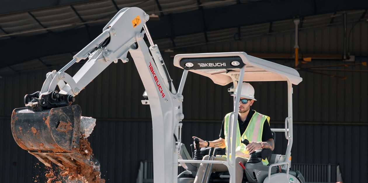 Takeuchi battery-powered compact excavator available worldwide ...